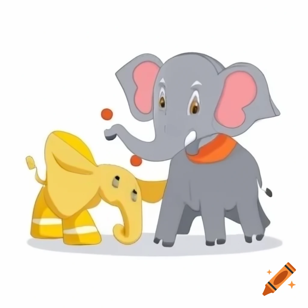 Little elephant playing with a ball on Craiyon