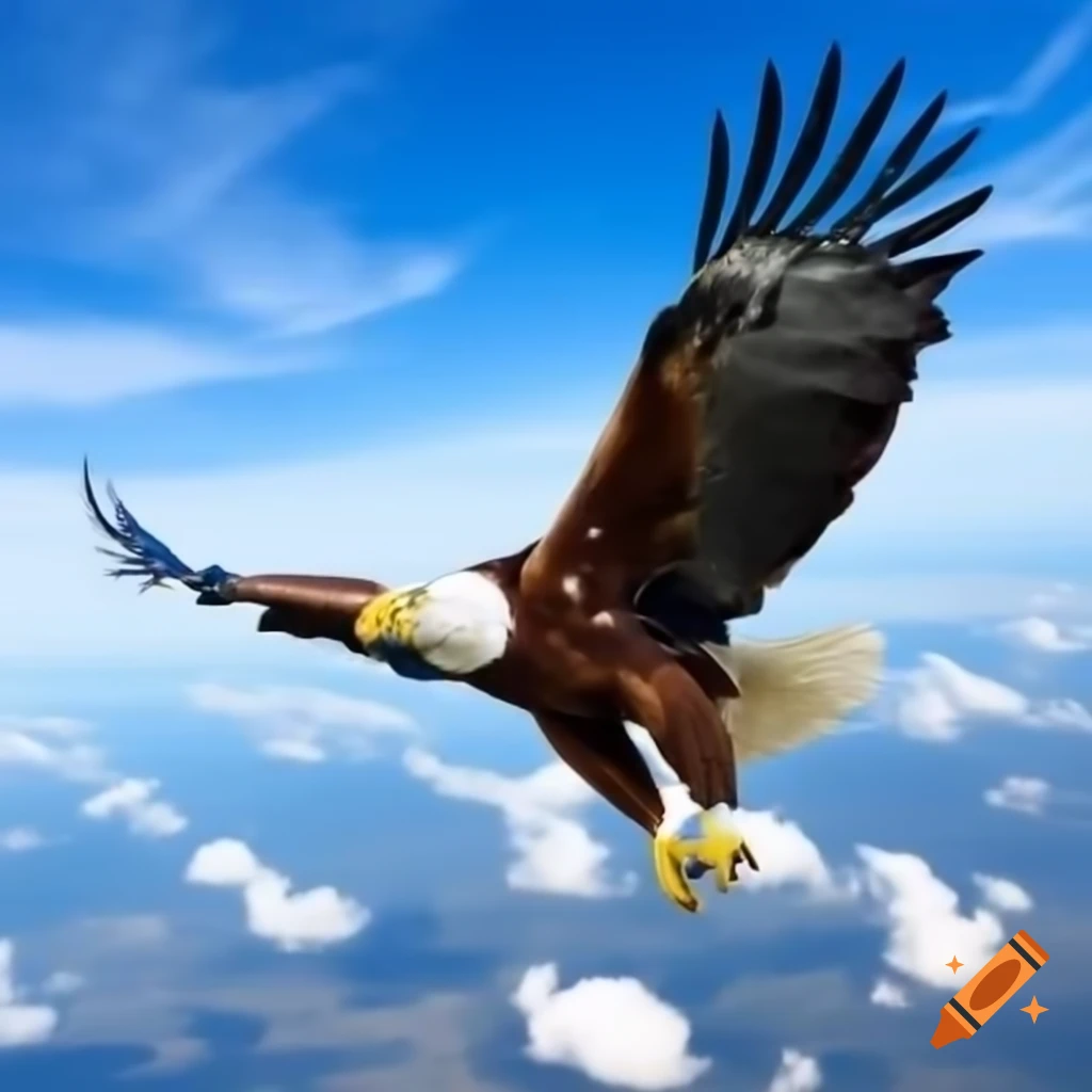 Photograph of a blue eagle in flight on Craiyon