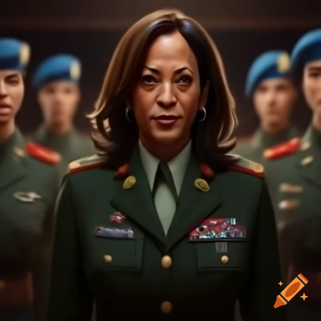 Kamala harris in stylized turkish military uniform inspired by traditional outfits on Craiyon