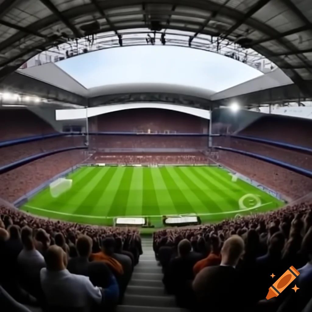 Football stadium crowded with spectators on Craiyon