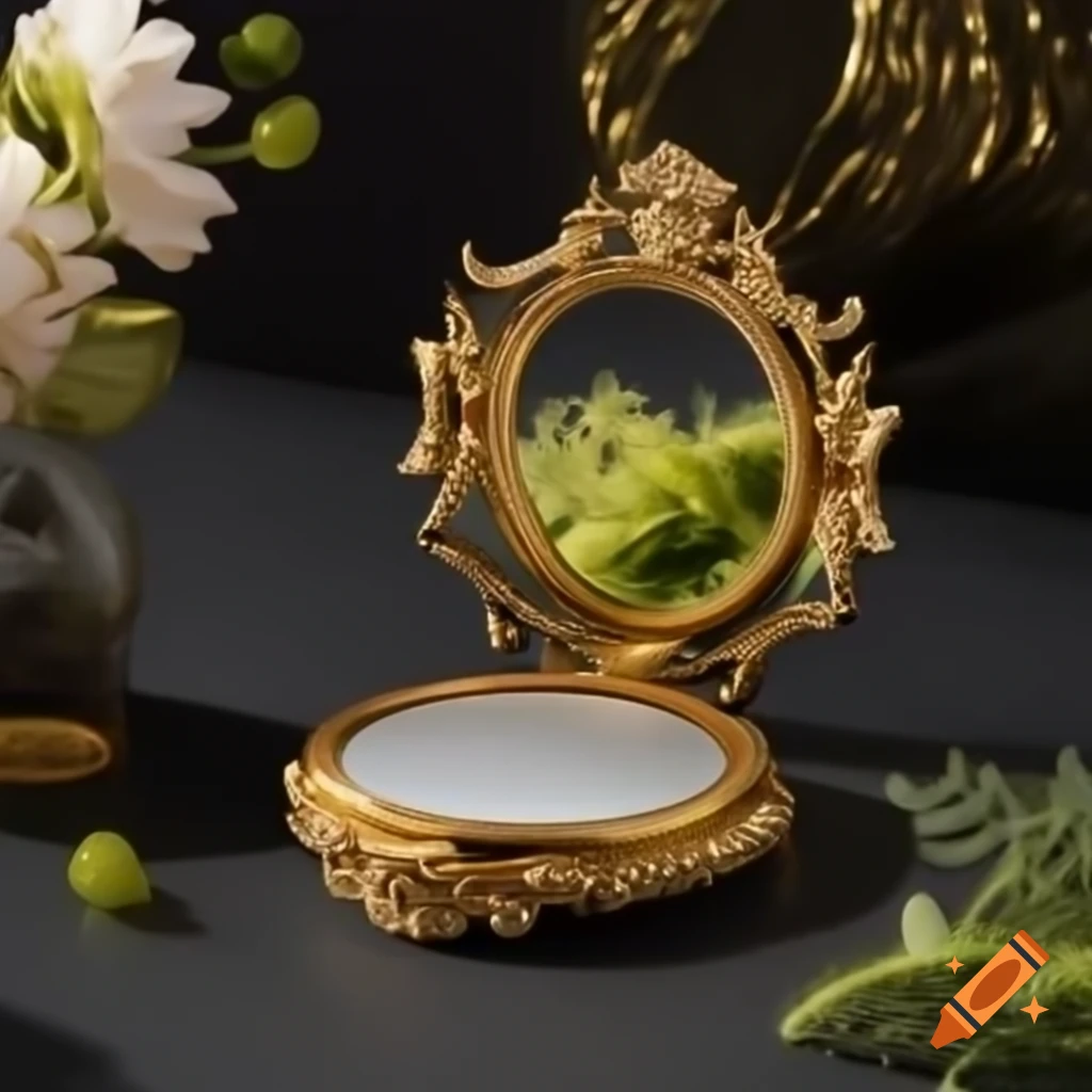 Gilded compact mirror inspired by high dark fantasy and middle ages on ...