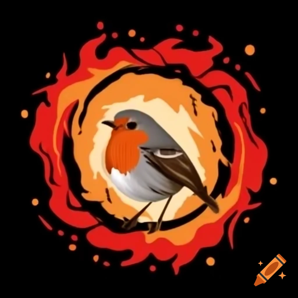 Robin nesting in vibrant red tunnel with dripping effects on Craiyon