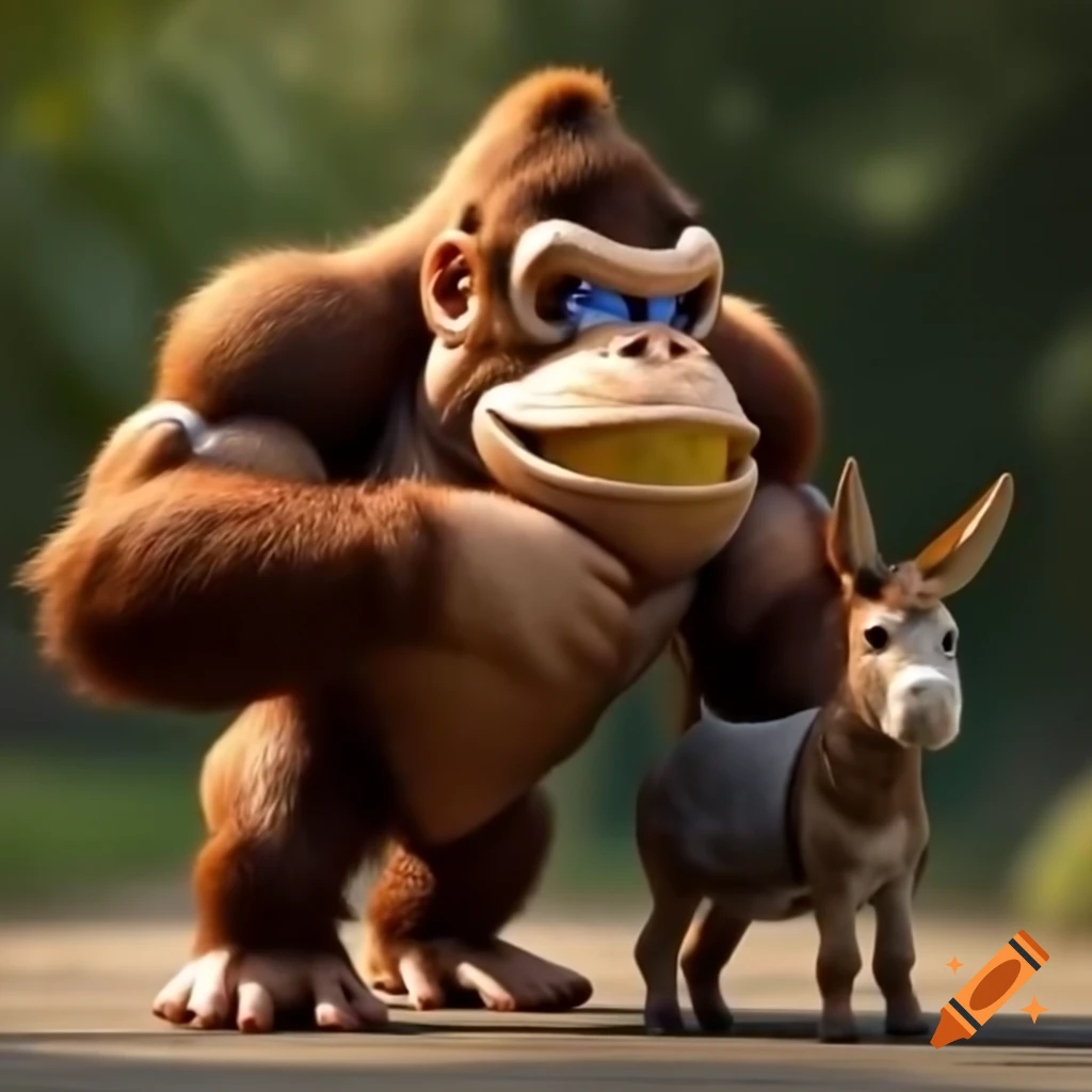Donkey Kong character riding a donkey on Craiyon