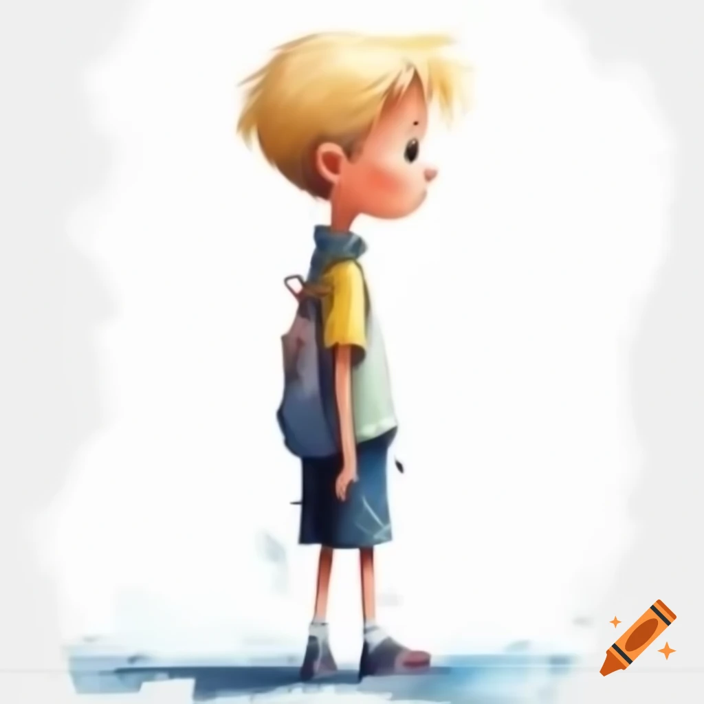 Cartoon boy posing on white background, watercolor style on Craiyon