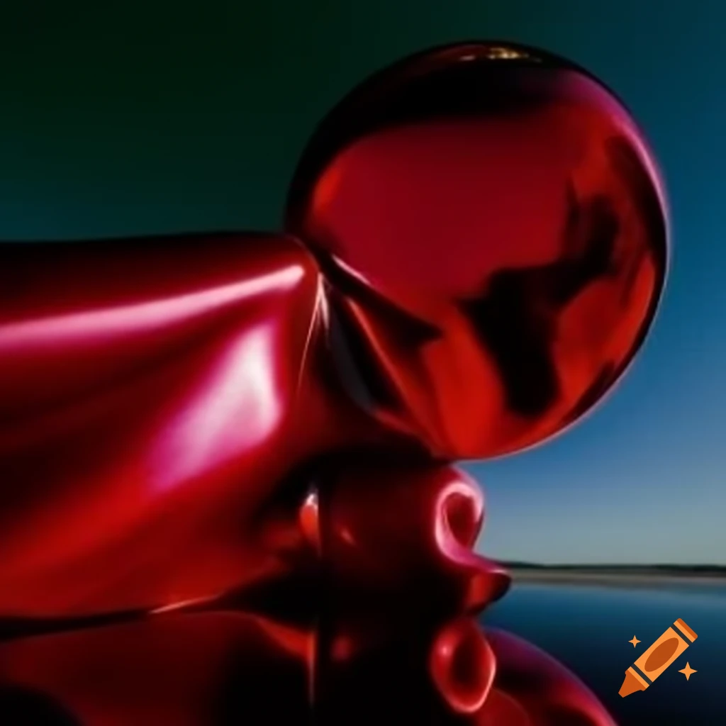 Iridescent red glass statue in pop surreal 2000's photography on Craiyon