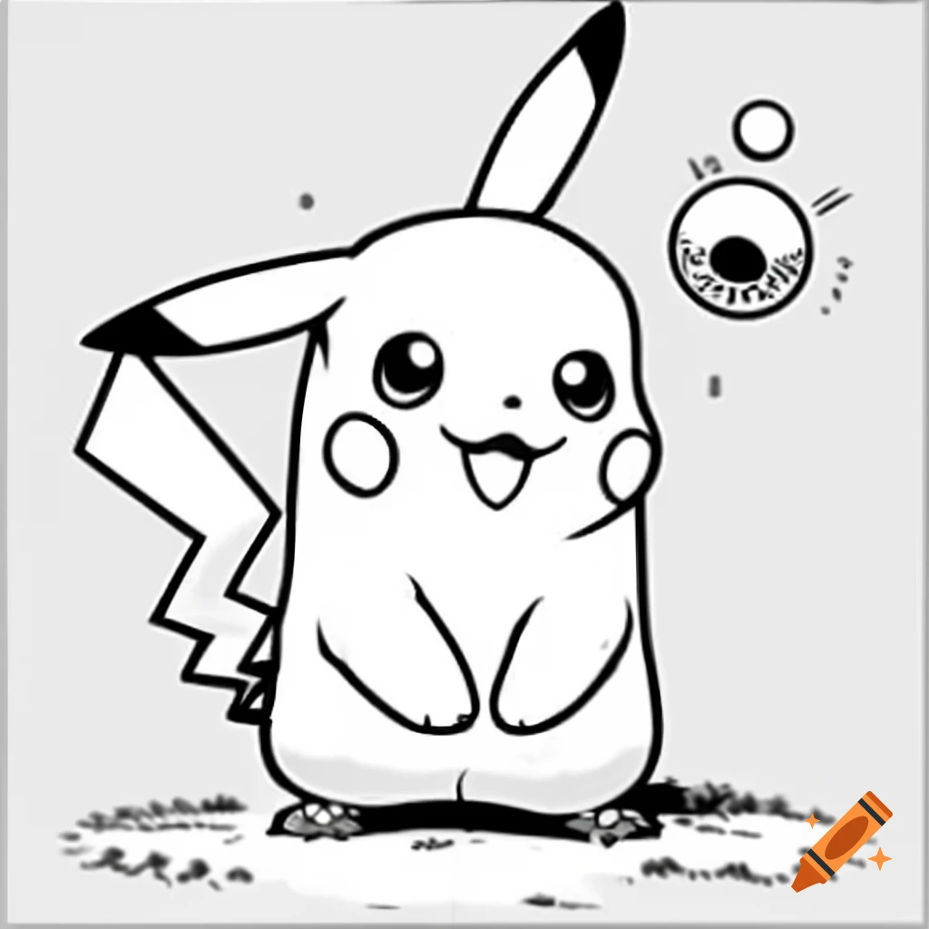 Outlines of cartoon pikachu for coloring activities on Craiyon