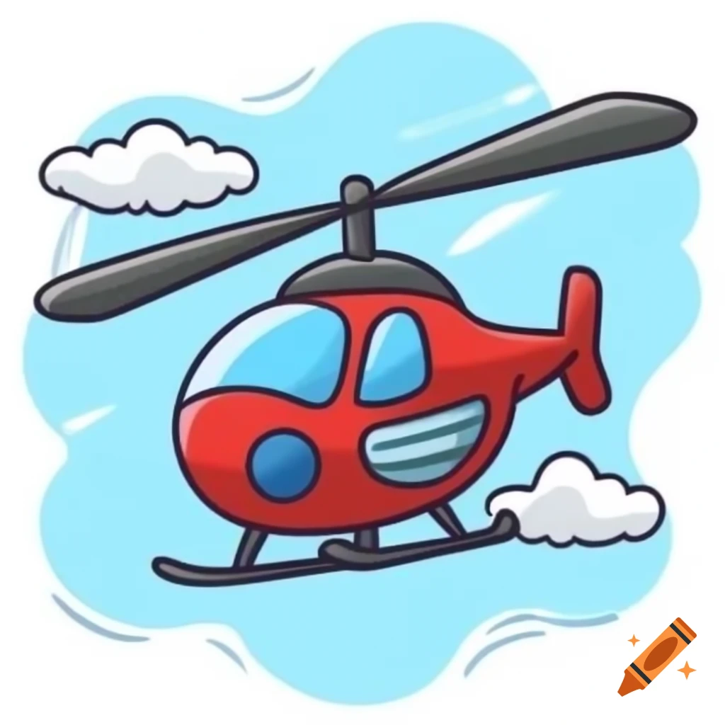 Cartoon helicopter illustration on Craiyon