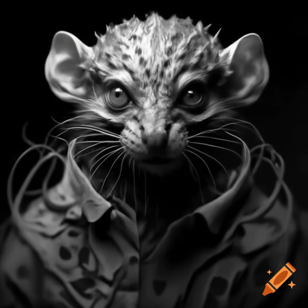 Intricate black and white ink design of a lovecraftian creature ...