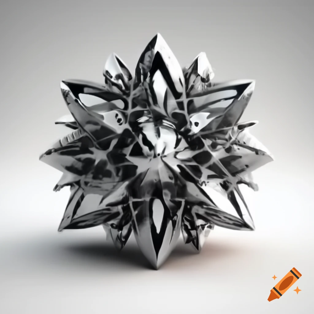 Black and white geometric 3D images with hyper-realistic shading on Craiyon