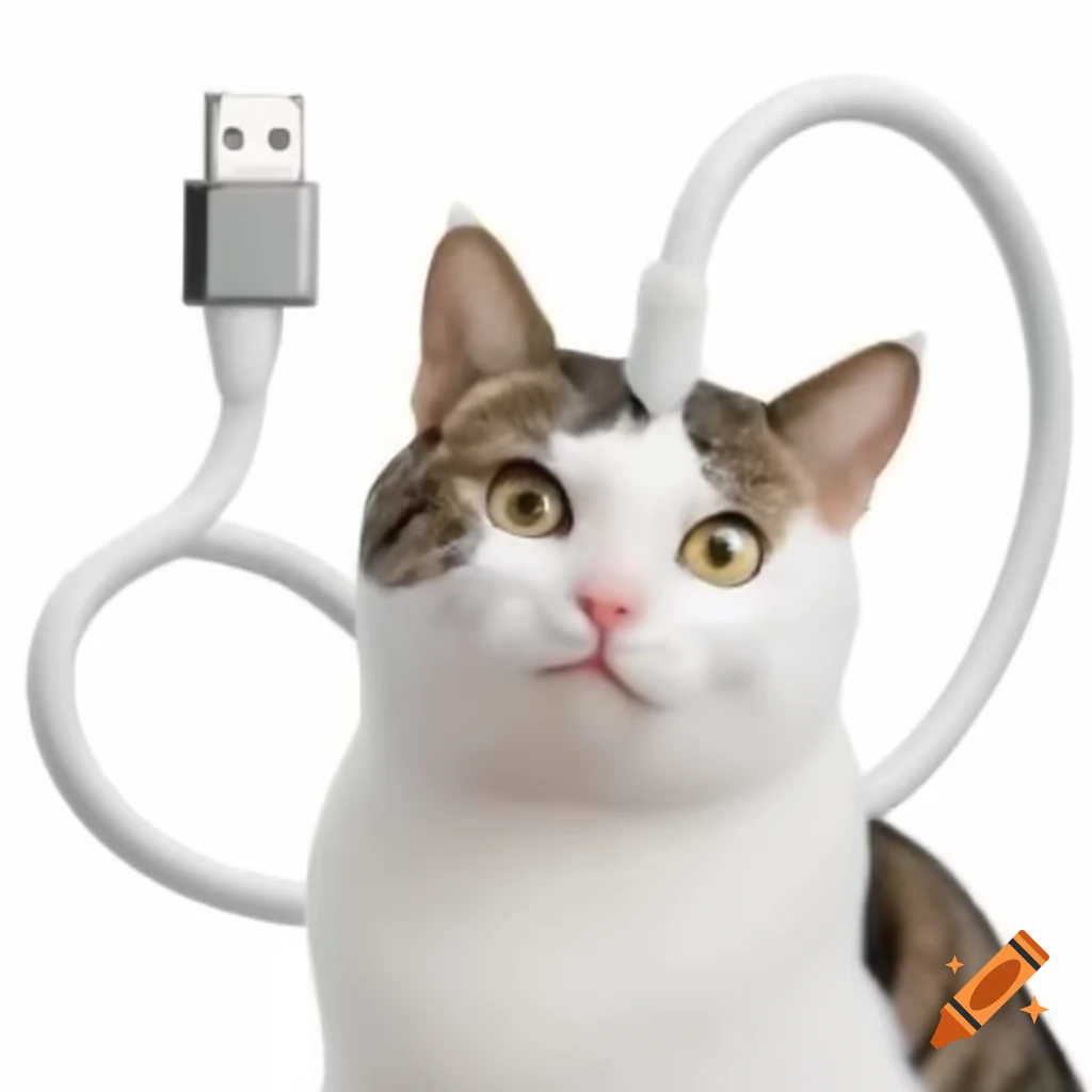 Cat with usb cord as tail on Craiyon