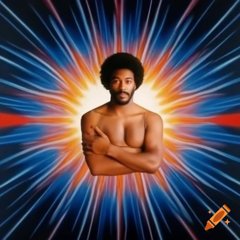 Icon in retro Miami Vice style surrounded by electrified celestial ...