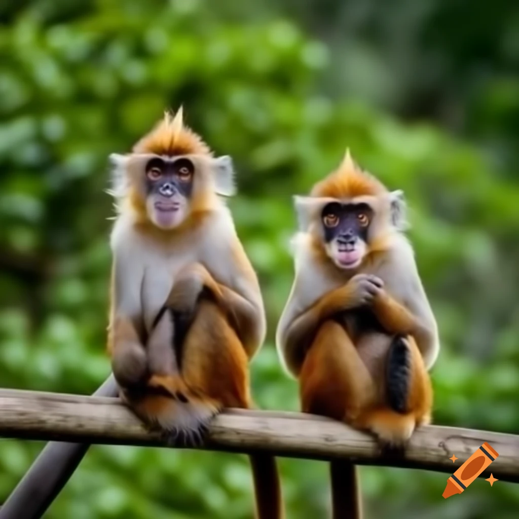 Two strong monkeys interacting on Craiyon