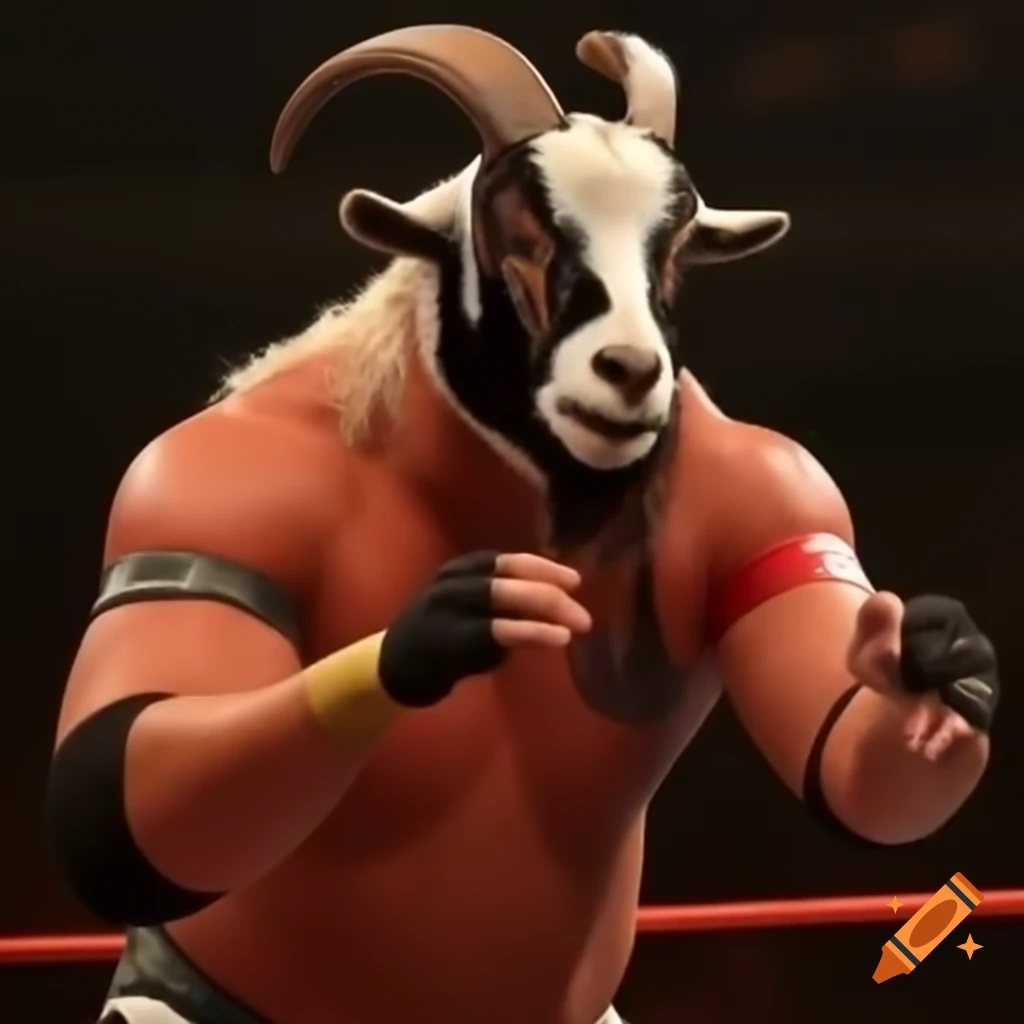 Goat engaged in playful wrestling activity on Craiyon