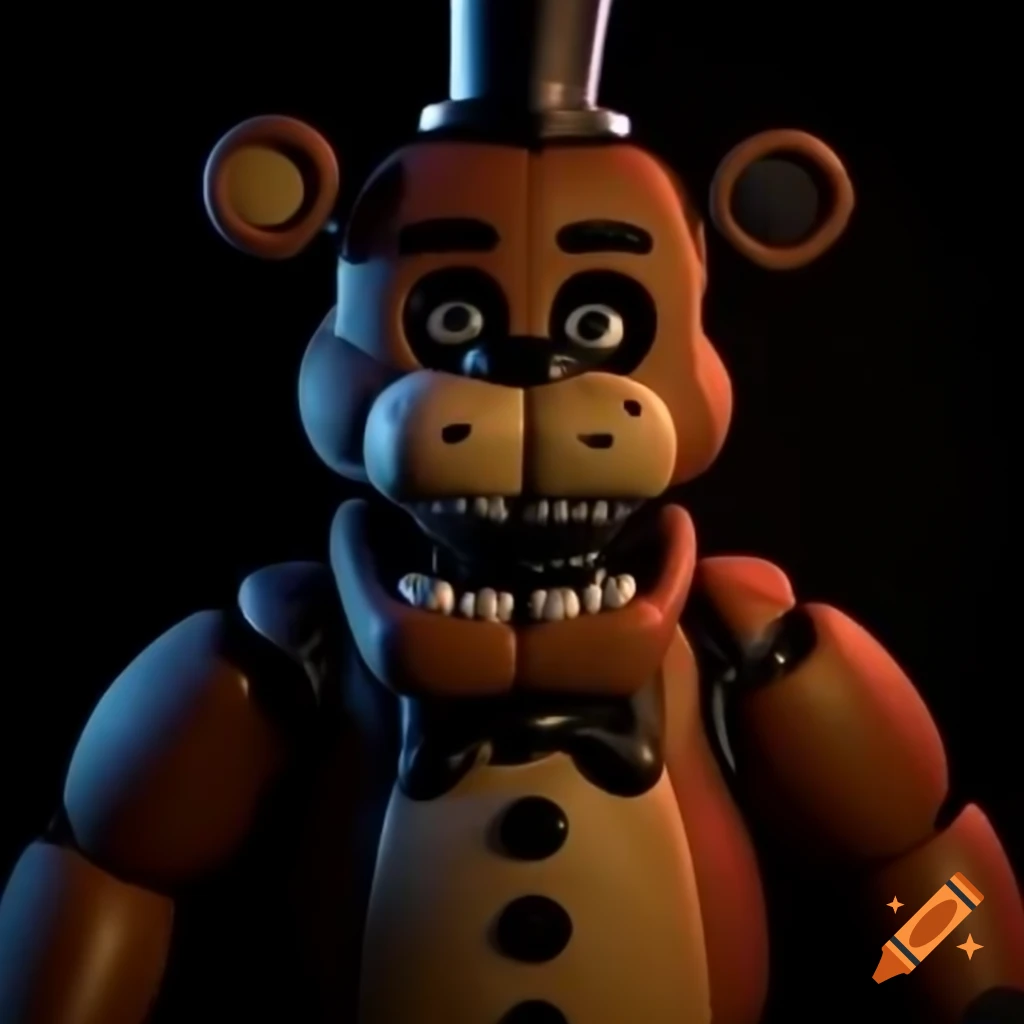 Digital illustration of animatronic in dark gothic style with glowing ...