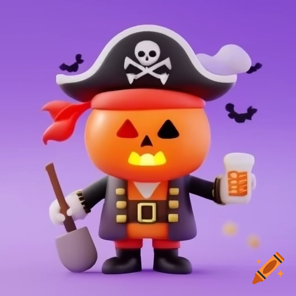 Cute 3d halloween pirate character on Craiyon