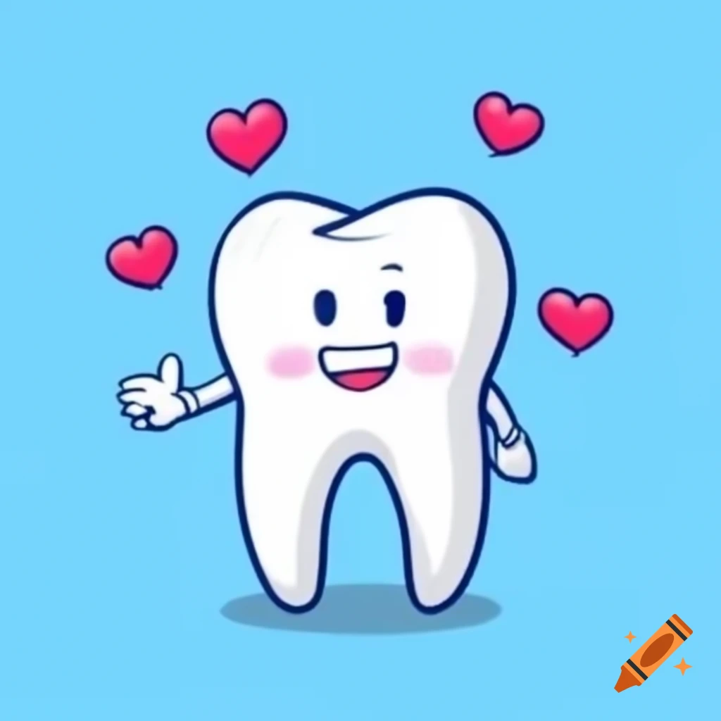 Cute tooth character with dental cavities on Craiyon