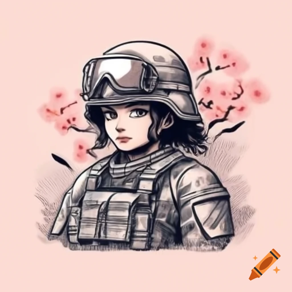 Calligraphic soldier signature accompanied by cherry blossoms on Craiyon