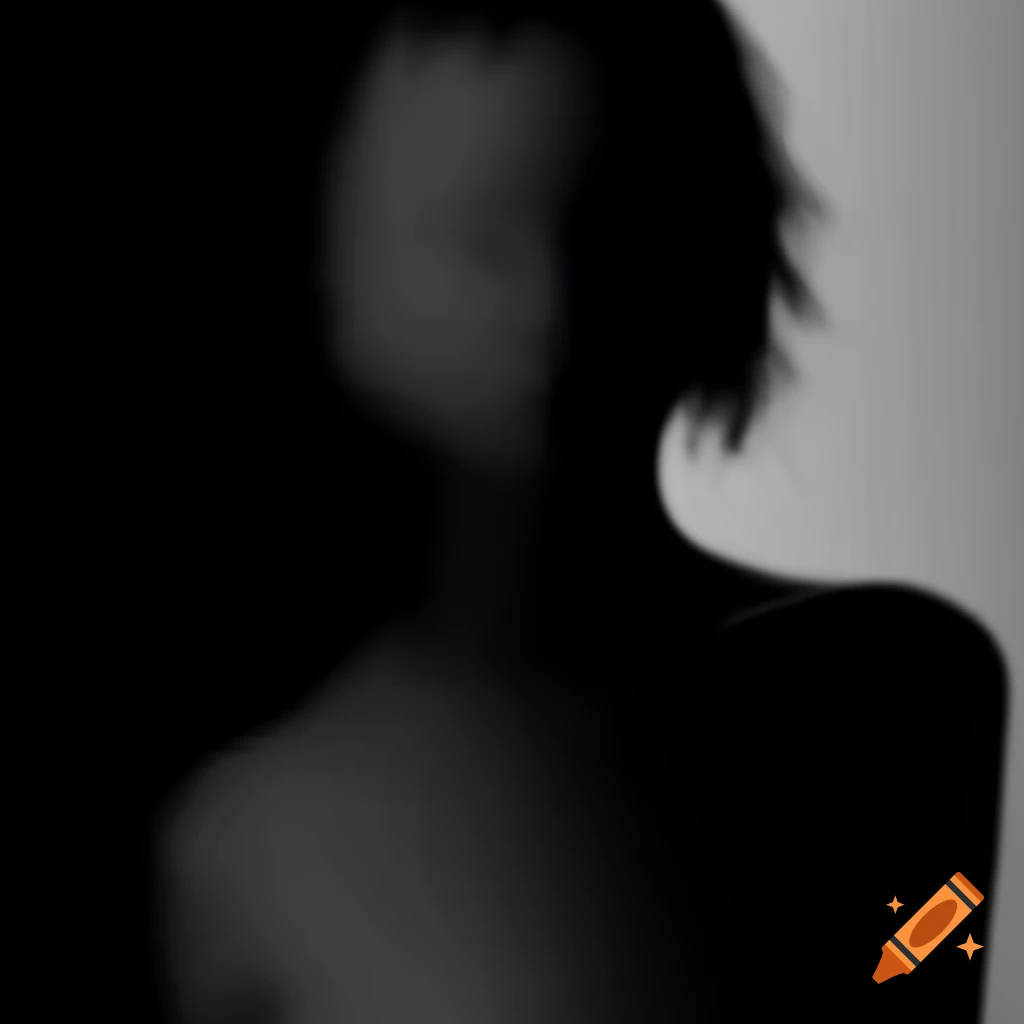 Dark shadow silhouette in black and white with grain texture, 2D art ...