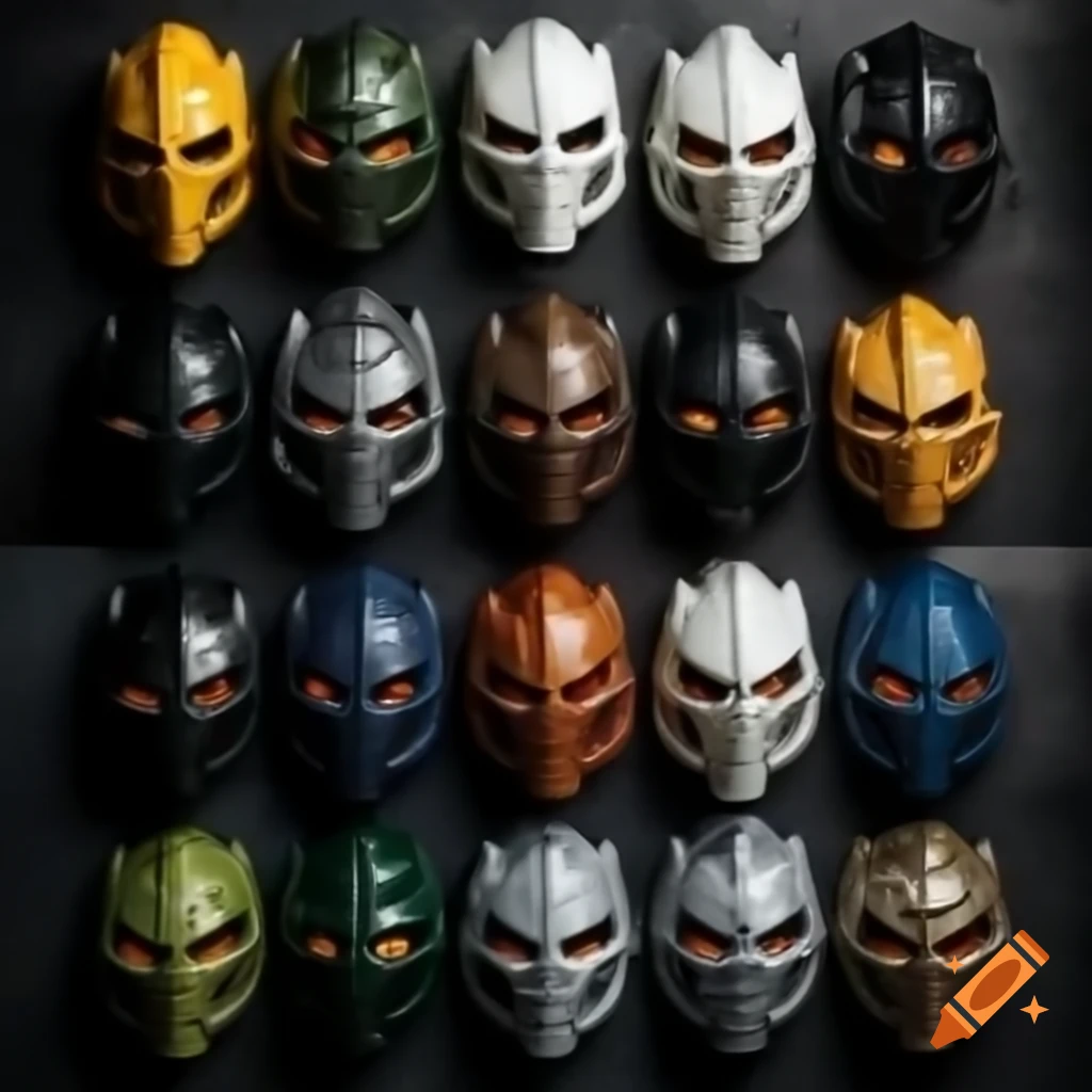 Collection of various bionicle masks inspired by tolkien on Craiyon