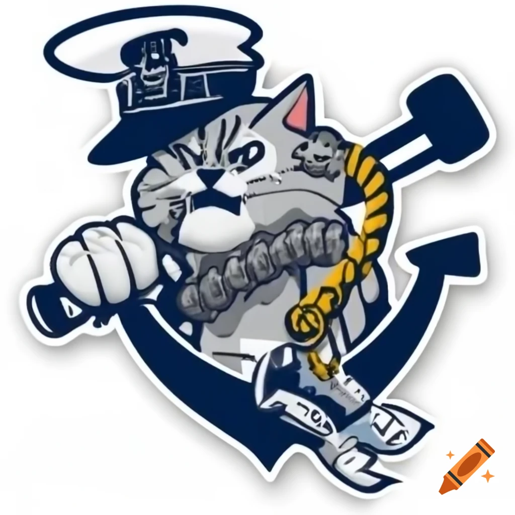 Cartoon logo featuring navy catapult and dog for flag design on Craiyon