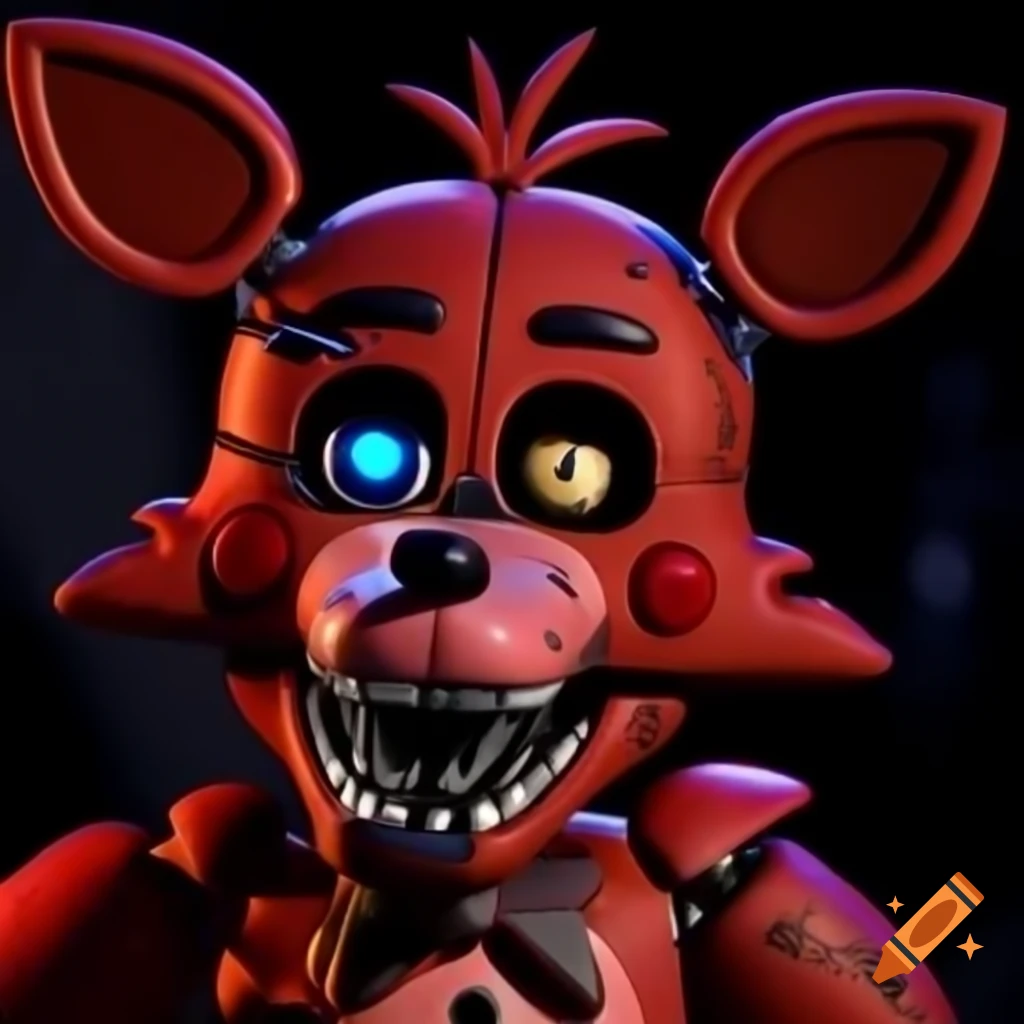 Black foxy from five nights at freddy's with blue eyes on Craiyon