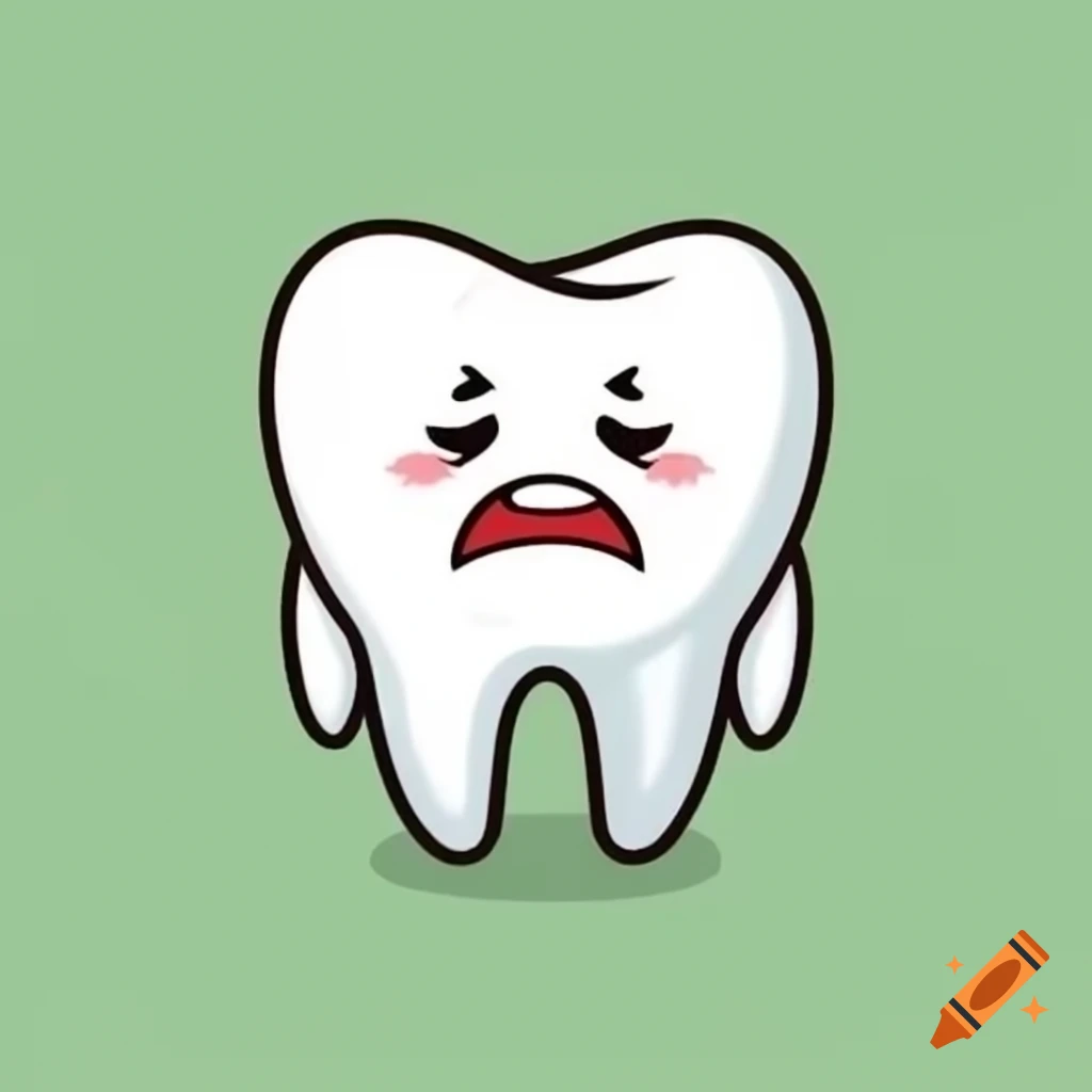 Sad cartoon tooth character on Craiyon