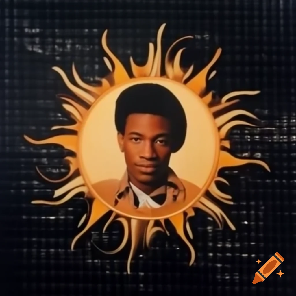 Icon in retro Miami Vice style surrounded by electrified celestial ...