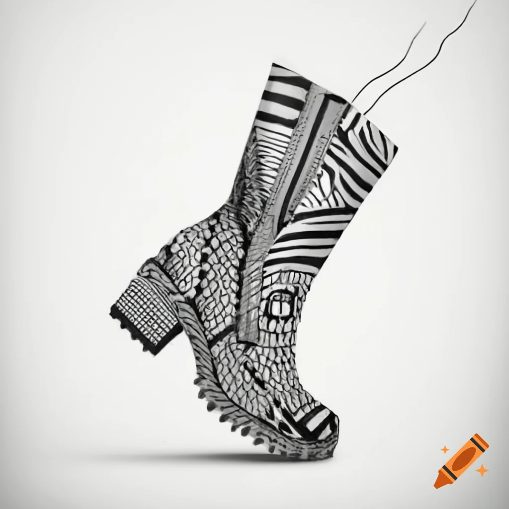 Zentangle style illustration of worn boots symbolizing poverty on white ...