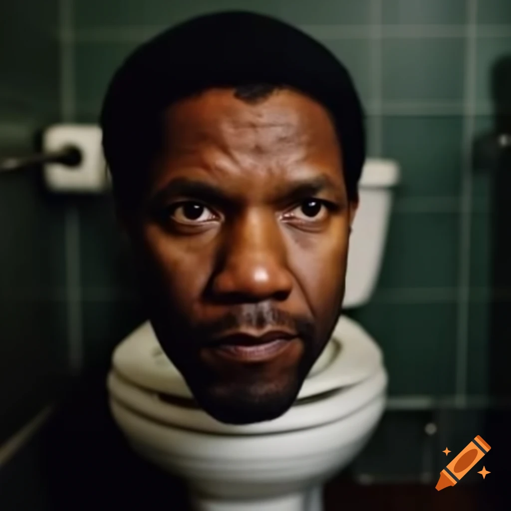 Artistic representation of a face overlaying a toilet on Craiyon