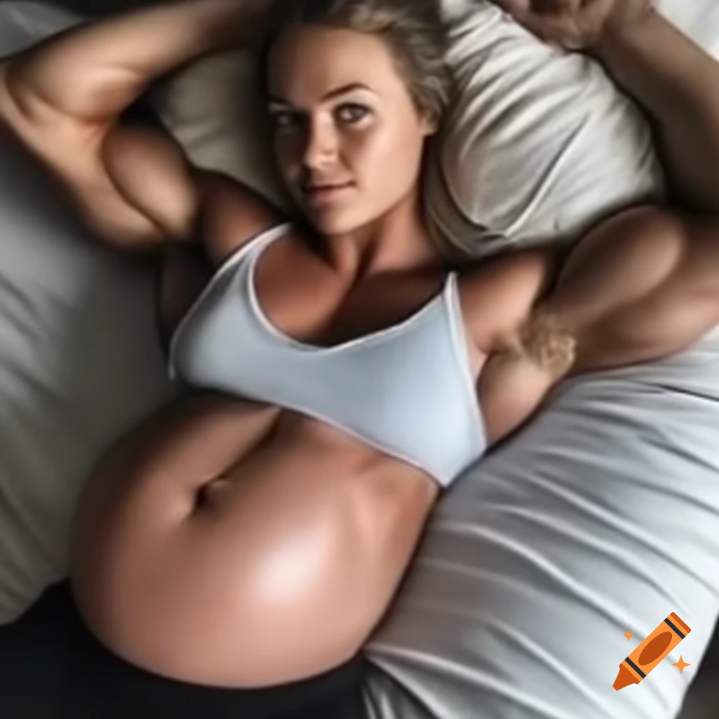 Muscular Nordic woman relaxing, showcasing strength and unique physique on Craiyon