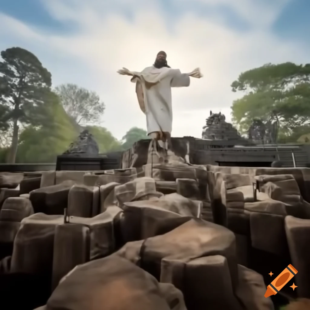Jesus Christ and New Jerusalem depicted over Angkor Wat on Craiyon
