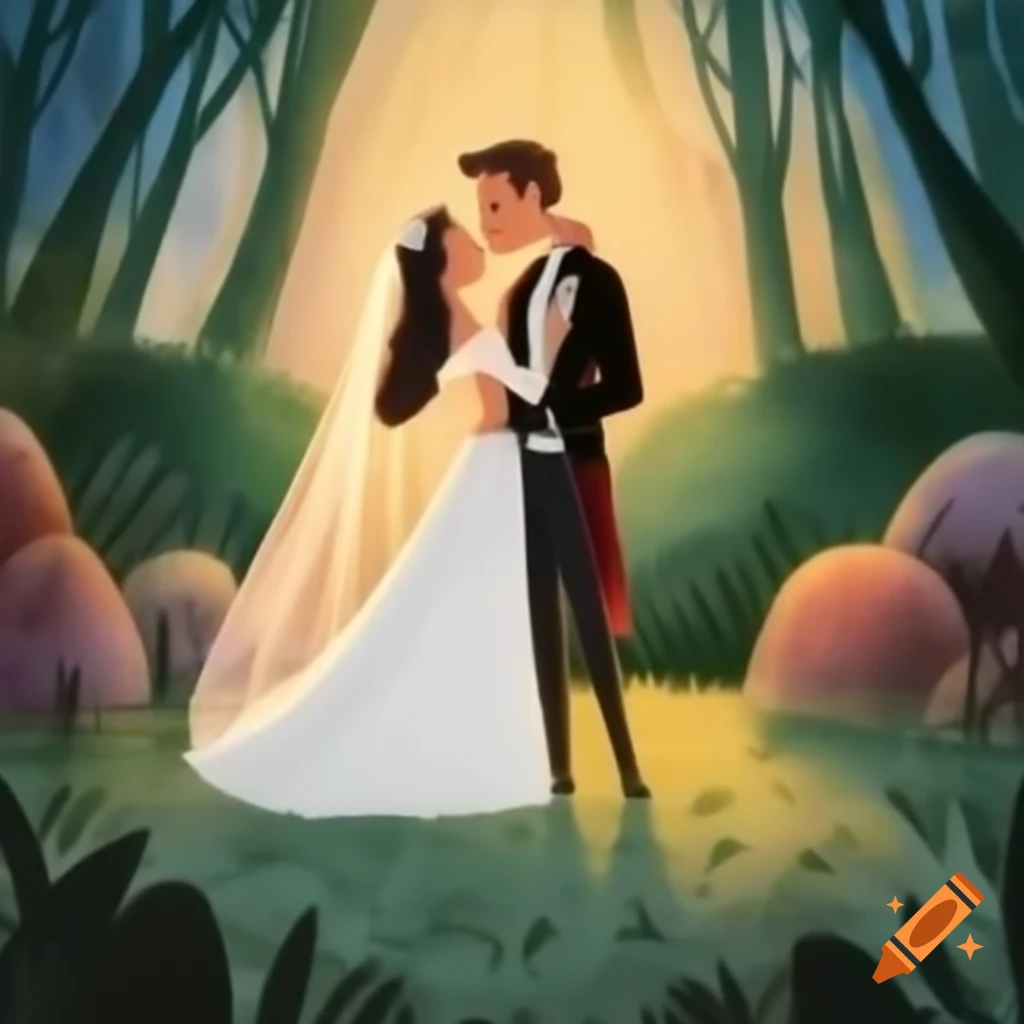 Wedding scene in nature inspired by disney movie on Craiyon