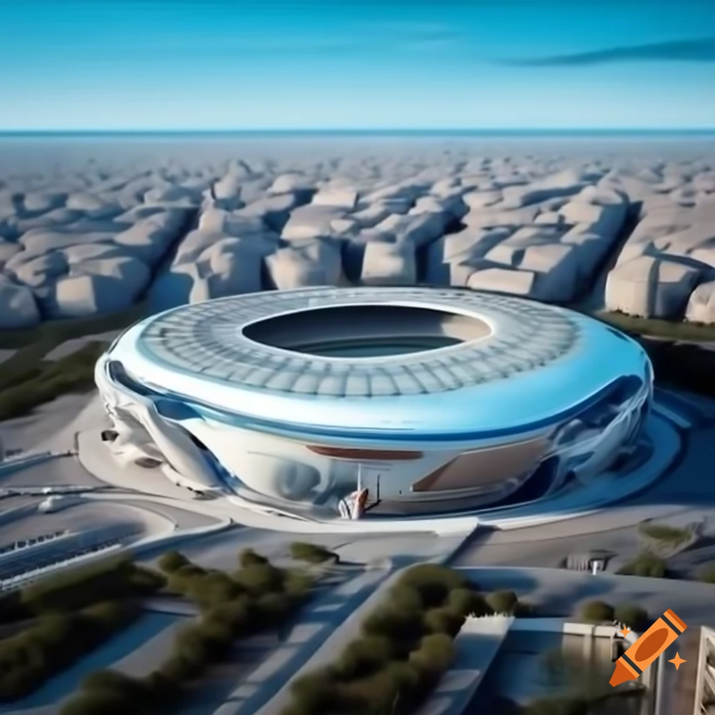 Futuristic design of Santiago Bernabeu stadium on Craiyon