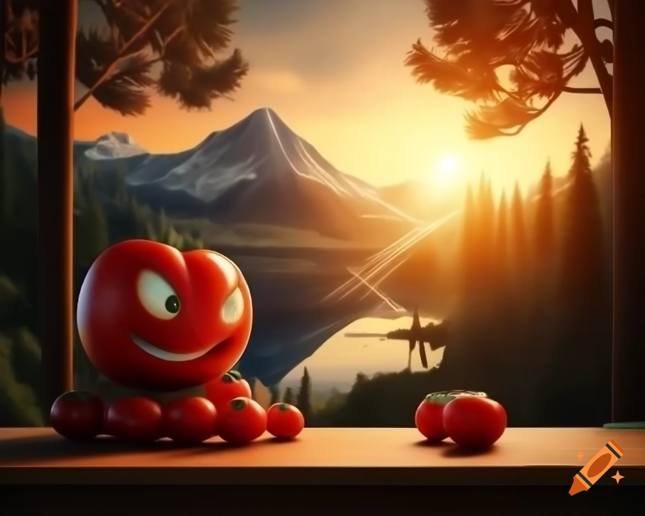 Closeup of human face made of tomatoes surrounded by tomatoes ...