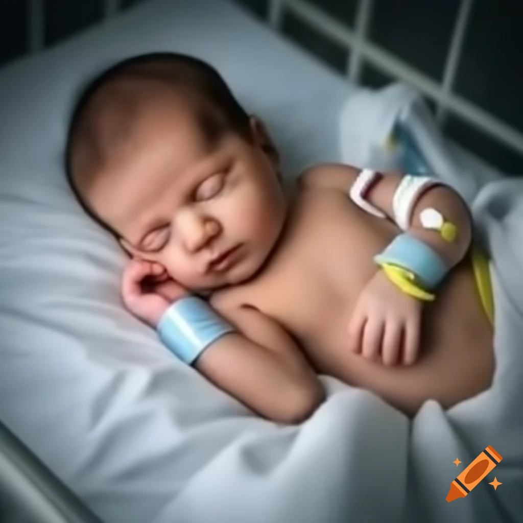 Baby in crib listening to tape in dystopian setting on Craiyon