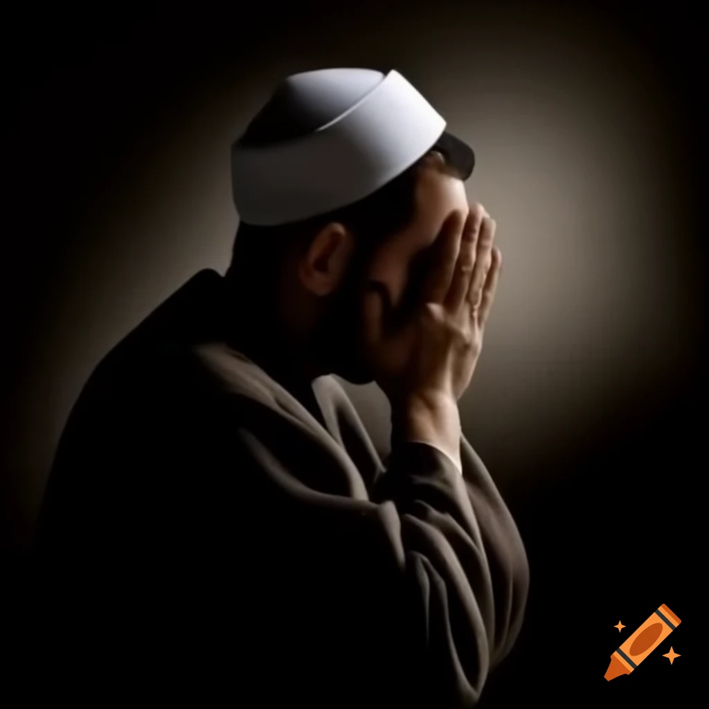 Muslim man praying with humility and sincerity on Craiyon