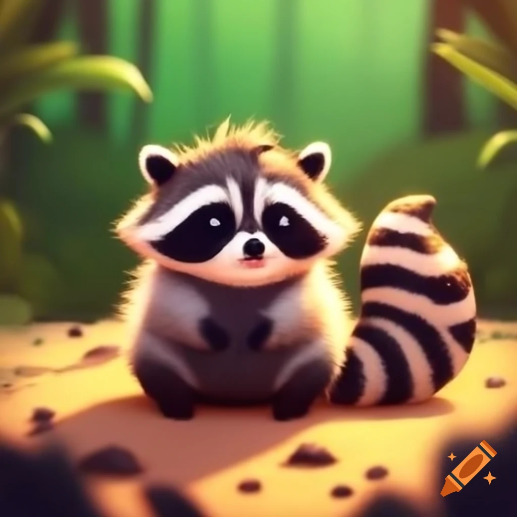 Kawaii tareme raccoon with adorable pudgy belly on Craiyon