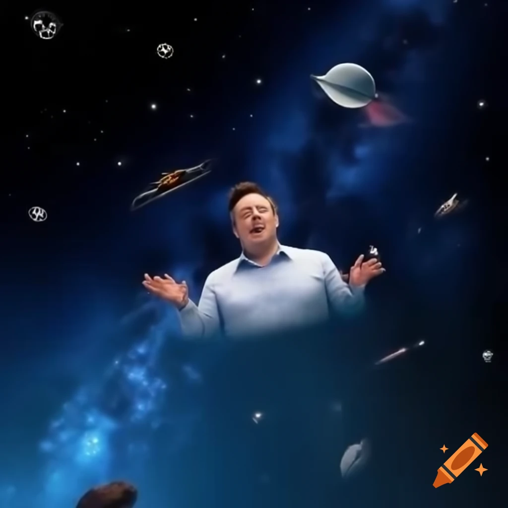 Elon musk floating in space on Craiyon