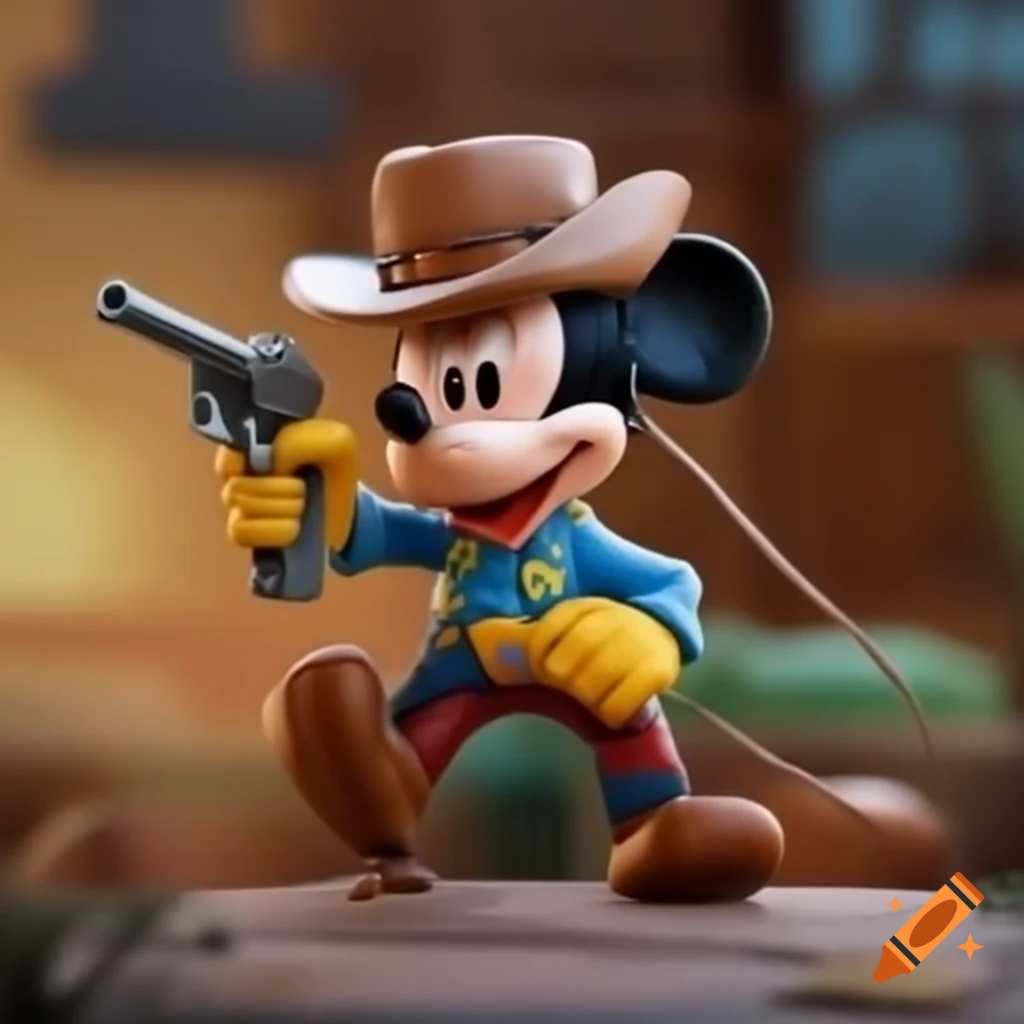 Mickey mouse striking a cinematic pose on Craiyon