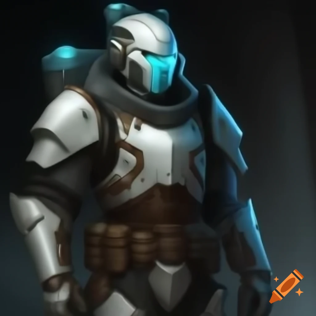 Futuristic warrior in gleaming armor ready for combat on Craiyon