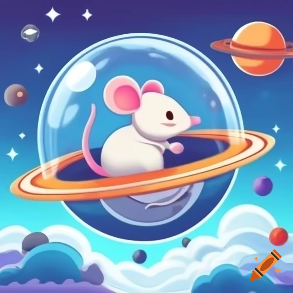 Mouse in spaceship orbiting saturn on Craiyon