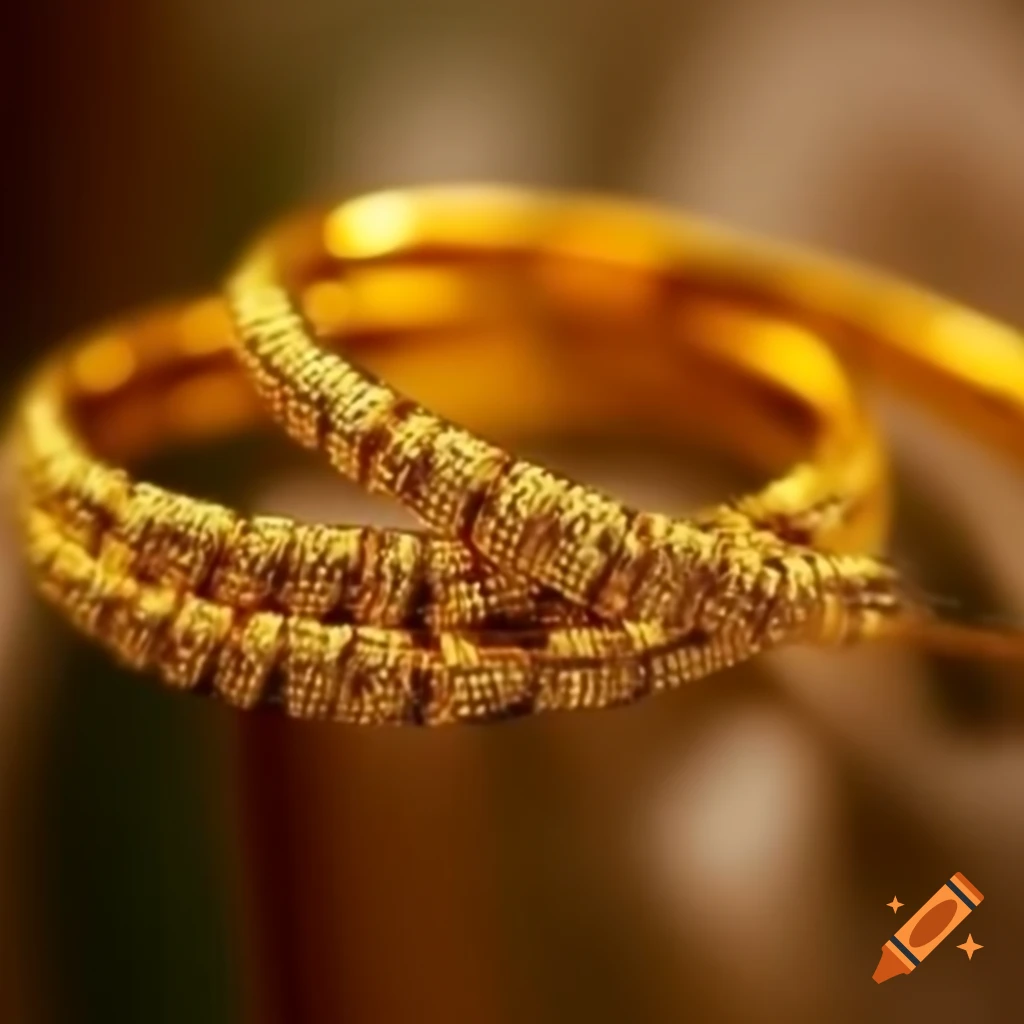 Gold bangles with beautiful blurred background on Craiyon