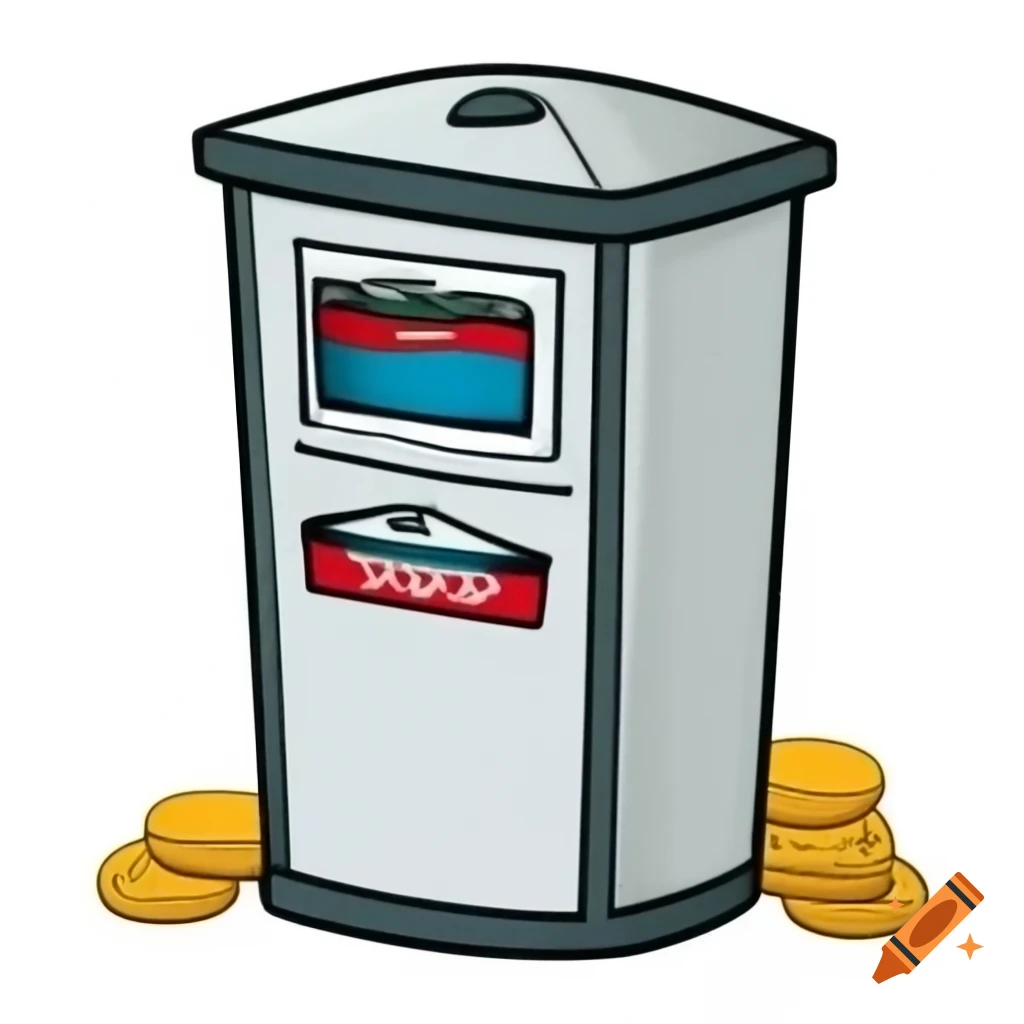 Vintage-style trash bin resembling coin return slot from vending ...
