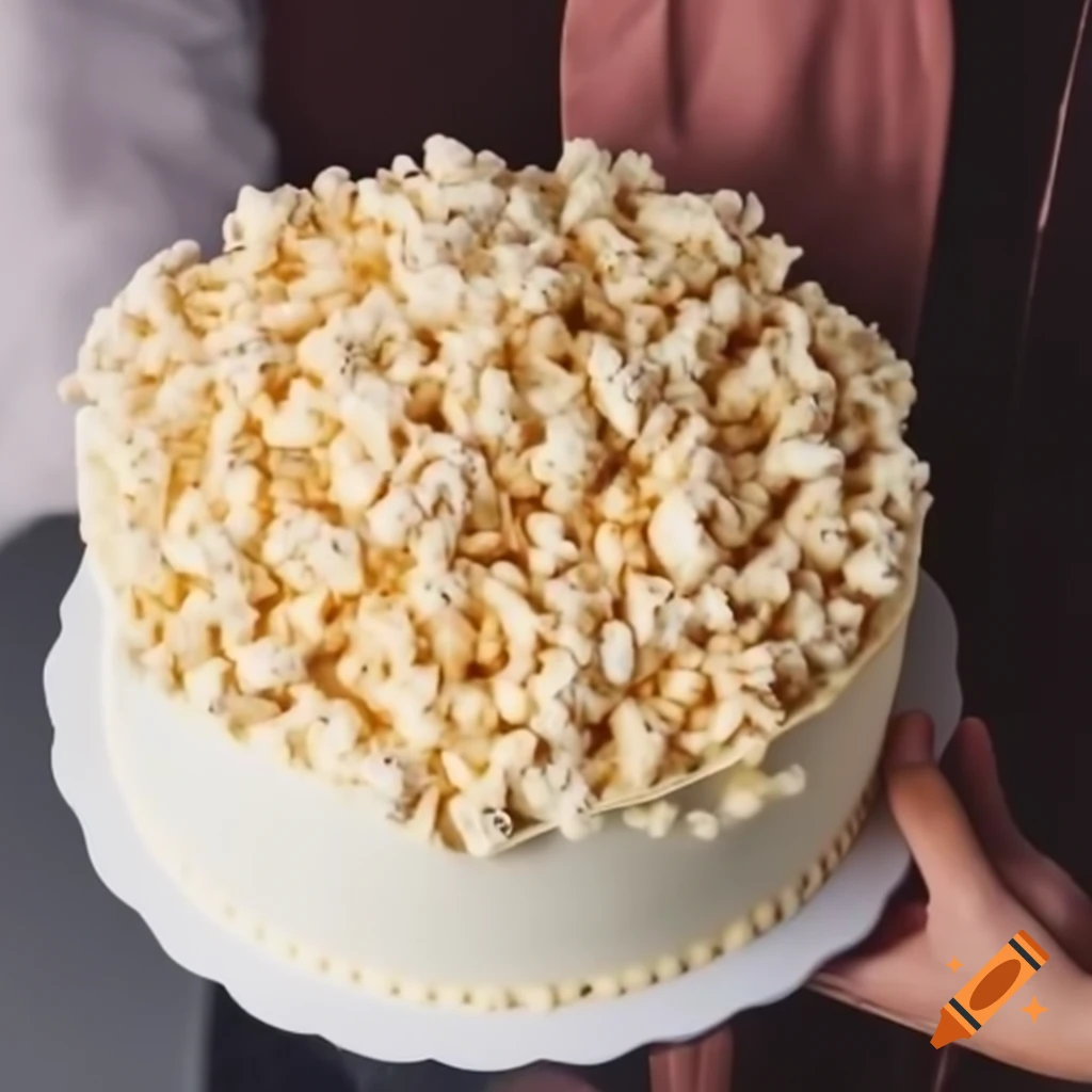 Cake designed to look like popcorn on Craiyon