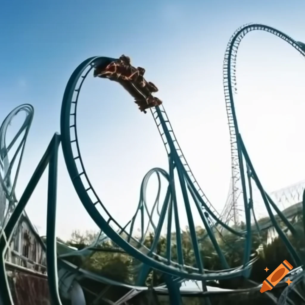 Roller coaster looping at high speeds on Craiyon