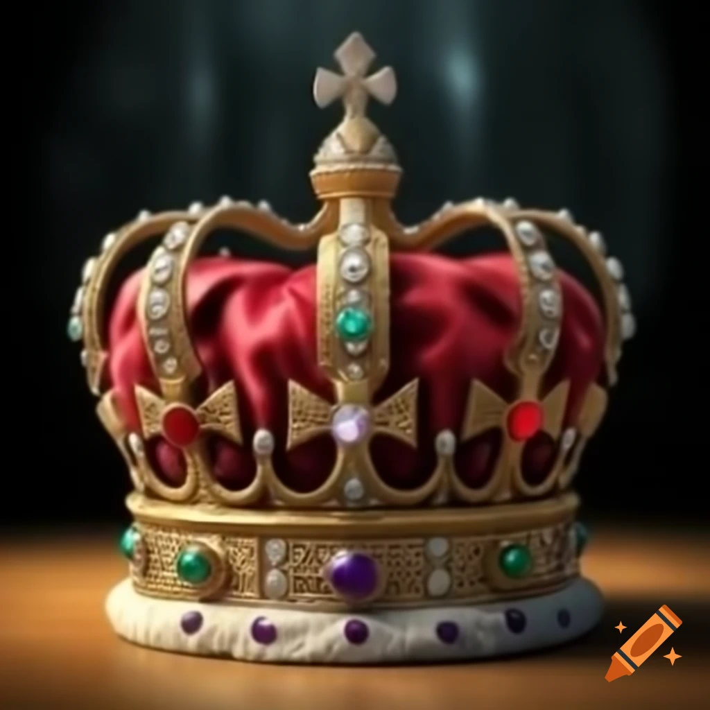Golden crown adorned with colorful gems on Craiyon