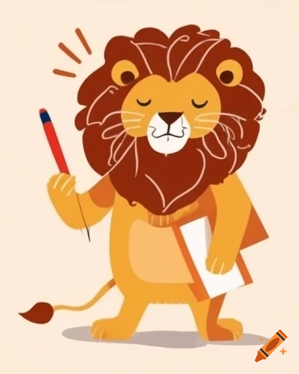 Cute lion lying down in minimalistic vector art style on Craiyon