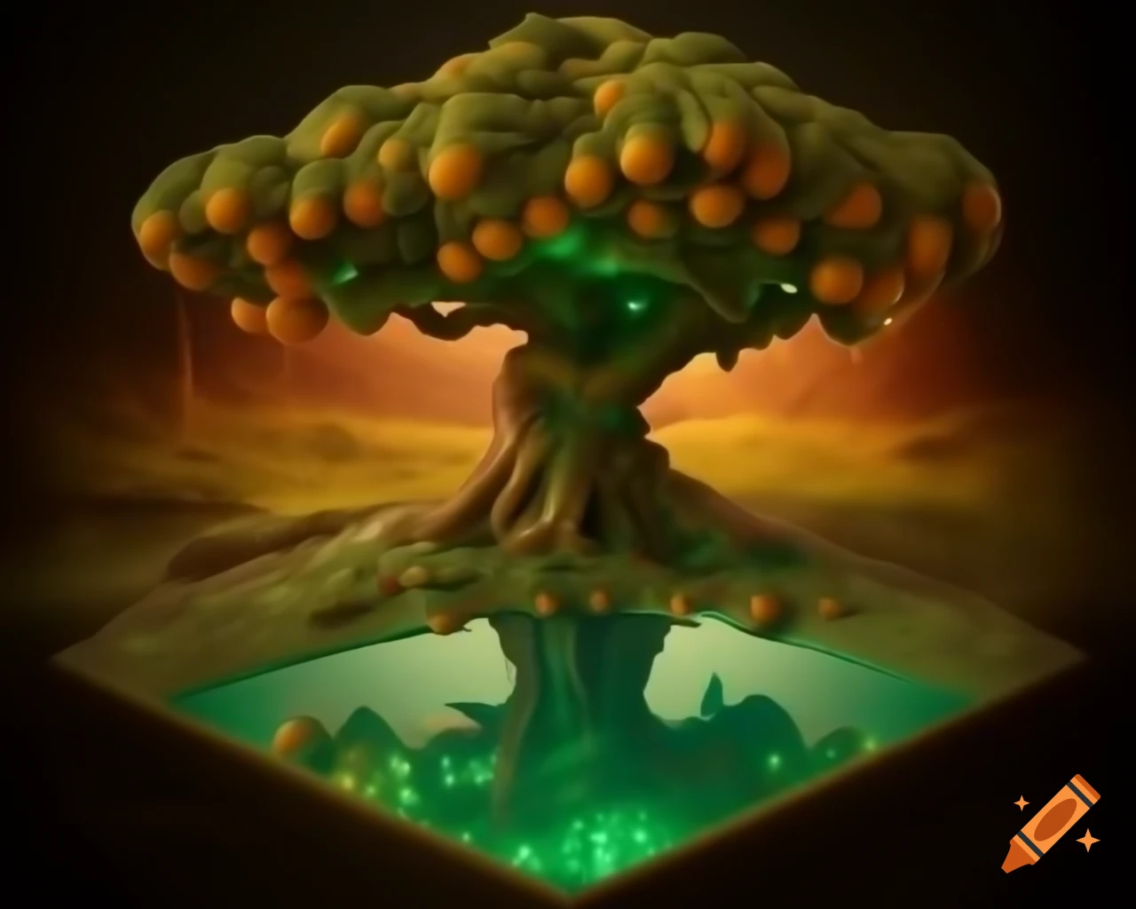 Surreal lemon tree monster in photorealistic style with warm hues on ...