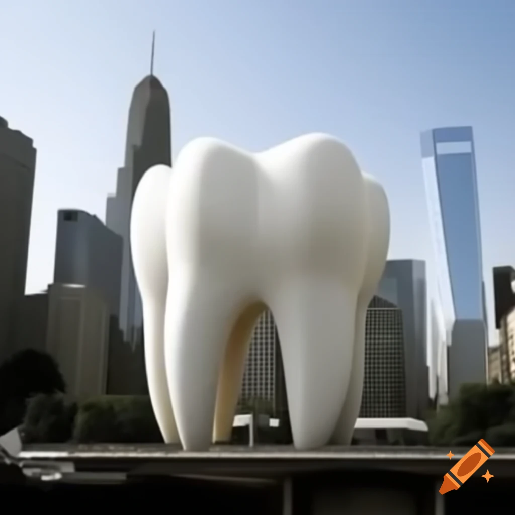 Gigantic tooth towers in a massive city background on Craiyon