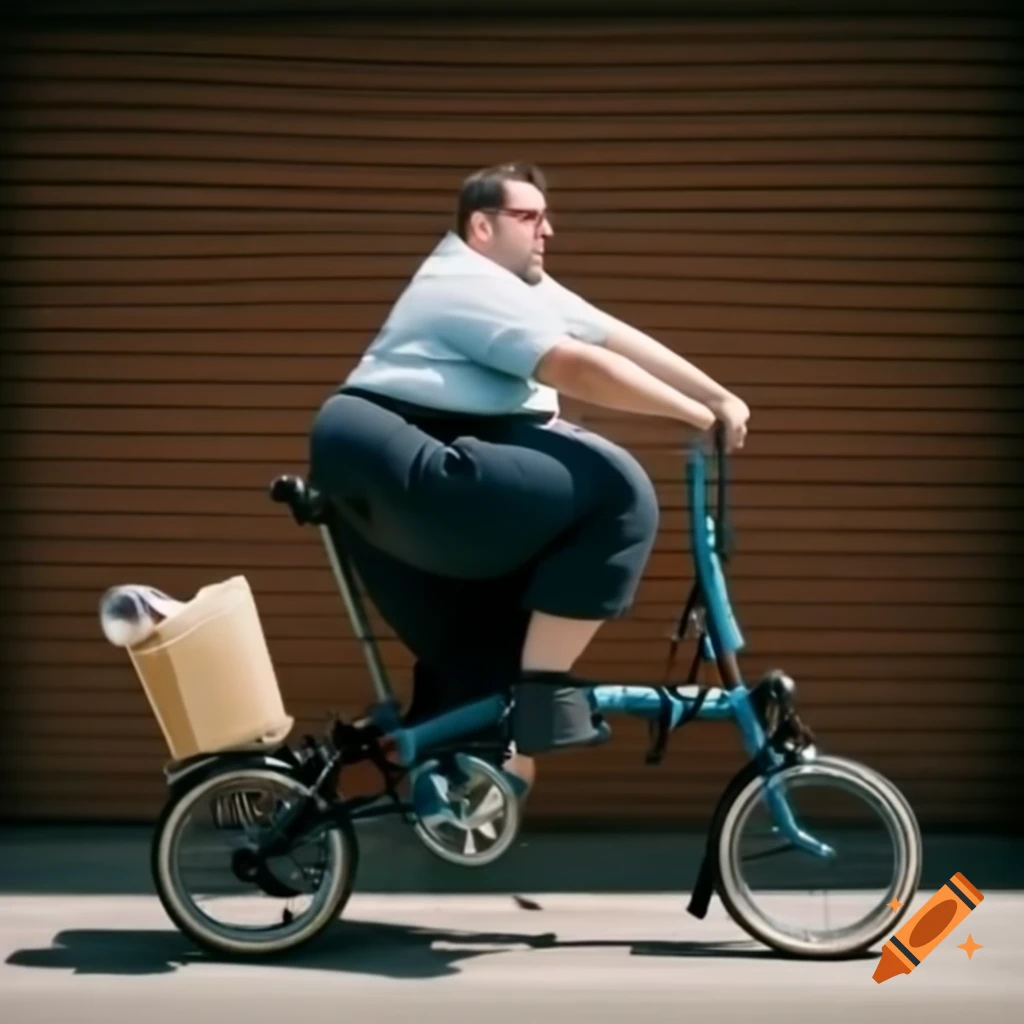 Man riding a Brompton bicycle on Craiyon